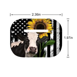 Cow Sunflower Flag Airpods Case Compatiable with Airpods pro - Airpods pro Cover with Key Chain, Full Protective Durable Shockproof Personalize Wireless Headphone Case