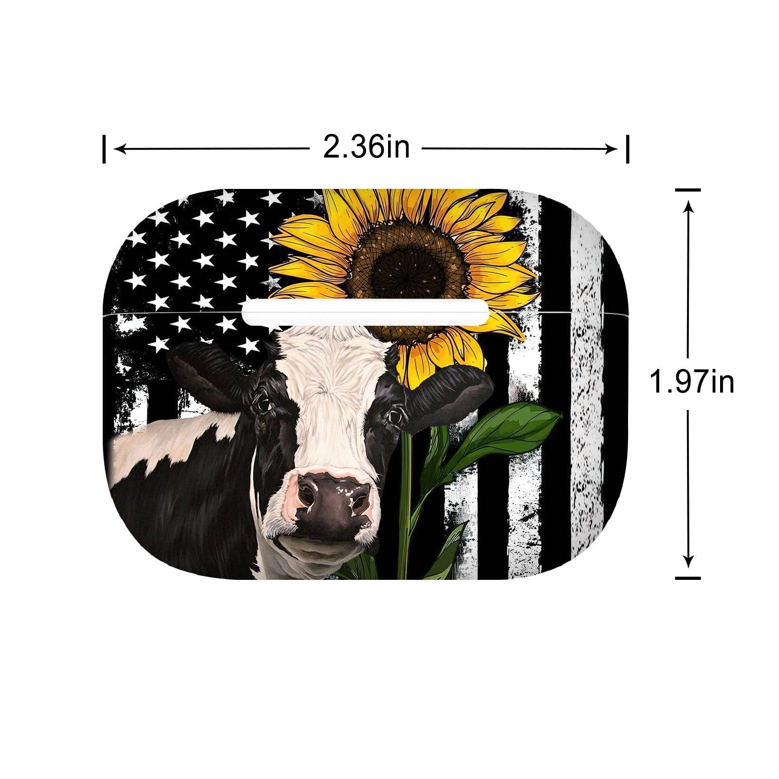 Cow Sunflower Flag Airpods Case Compatiable with Airpods pro - Airpods pro Cover with Key Chain, Full Protective Durable Shockproof Personalize Wireless Headphone Case