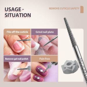 LesManicure Tungsten Carbide Nail Drill Bits for Cuticle Clean, Professional Safety Cuticle Bit, Electric Drill Machine, Manicure and Pedicure Tool, Pointed Cone Bit