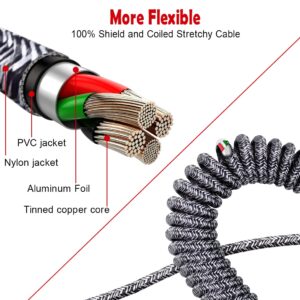 VODBOV USB-C to Lightning Cable 2FT to 8FT Right Angle Coiled Charging Cable Durable Coil MFi Certified Charger Cord Zebra Black