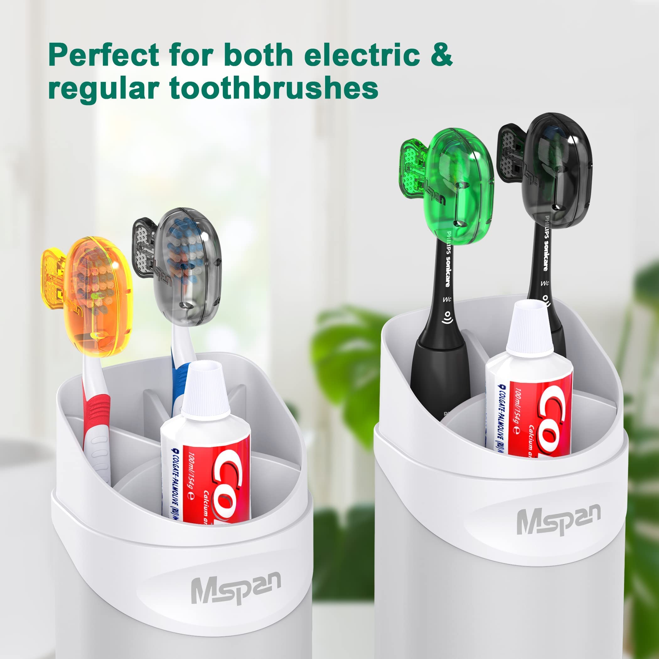 Mspan Electric Toothbrush Head Cover: Sonic Toothbrush Cap Travel Protector Plastic Brush Pod Protection Clip Case - 8 Pack