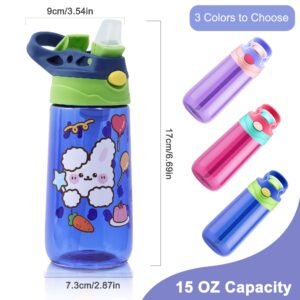 Kids Water Bottle with Straw for School Leak Proof 16 OZ Toddler Water Bottle BPA-Free Spout Lid for Boys & Girls