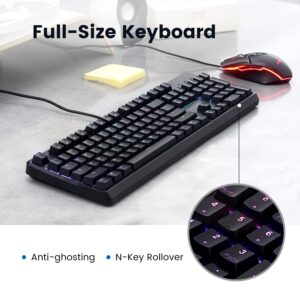 Perixx PX-5300 GYL Mechanical Gaming Keyboard - Wired USB 5.9 Ft Cable - Customizable RGB Backlighting - Linear Gateron Yellow Switches - US English, Black