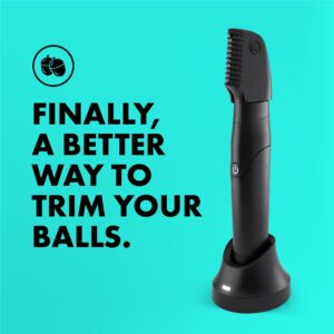 Ballsy B2 Groin & Body Trimmer for Men, Includes 2 Quick Change Heads, Waterproof, Cordless Charging Base for The Ultimate Close Shave