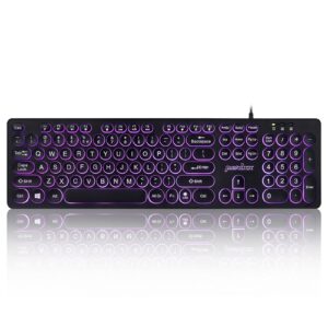 perixx periboard-317r wired backlit usb keyboard - big print letter - tri-color illuminated led - stylish round keycaps - us english