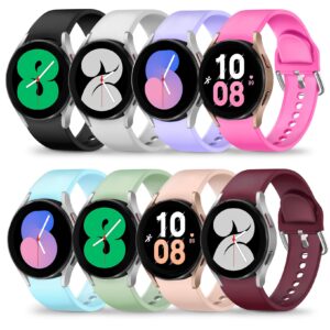 oanux 8 pack compatible with samsung watch 4 bands/watch 4 classic band, 20mm soft silicone wristband for galaxy watch 4 band 40mm 44mm/ galaxy watch 4 classic 42mm 46mm women men, small