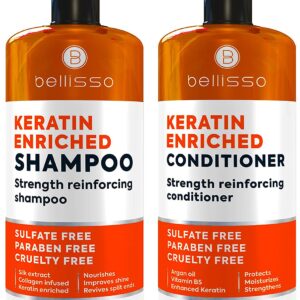 BELLISSO Keratin Shampoo and Conditioner Set and Keratin Hair Serum