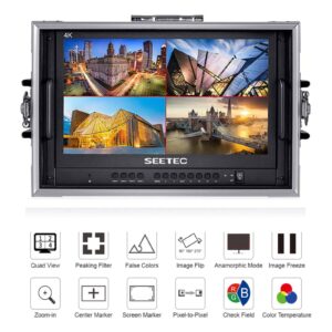 SEETEC ATEM156-CO 15.6” 4K HDMI Multiview Portable Carry-on Broadcast Director Monitor with 1920×1080 Pixels 4 HDMI Input Output Quad Split Display