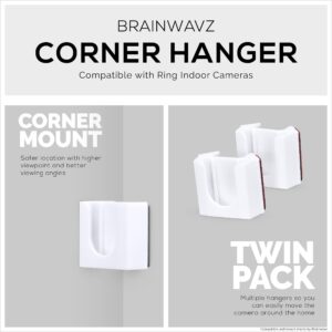 Corner Wall Mount for Ring Indoor (2 Pack) Security Camera - Adhesive Holder, No Hassle Bracket, Strong 3M VHB Tape, No Screws, No Mess Install (White) by Brainwavz