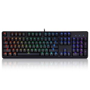 perixx px-5300 gyl mechanical gaming keyboard - wired usb 5.9 ft cable - customizable rgb backlighting - linear gateron yellow switches - us english, black