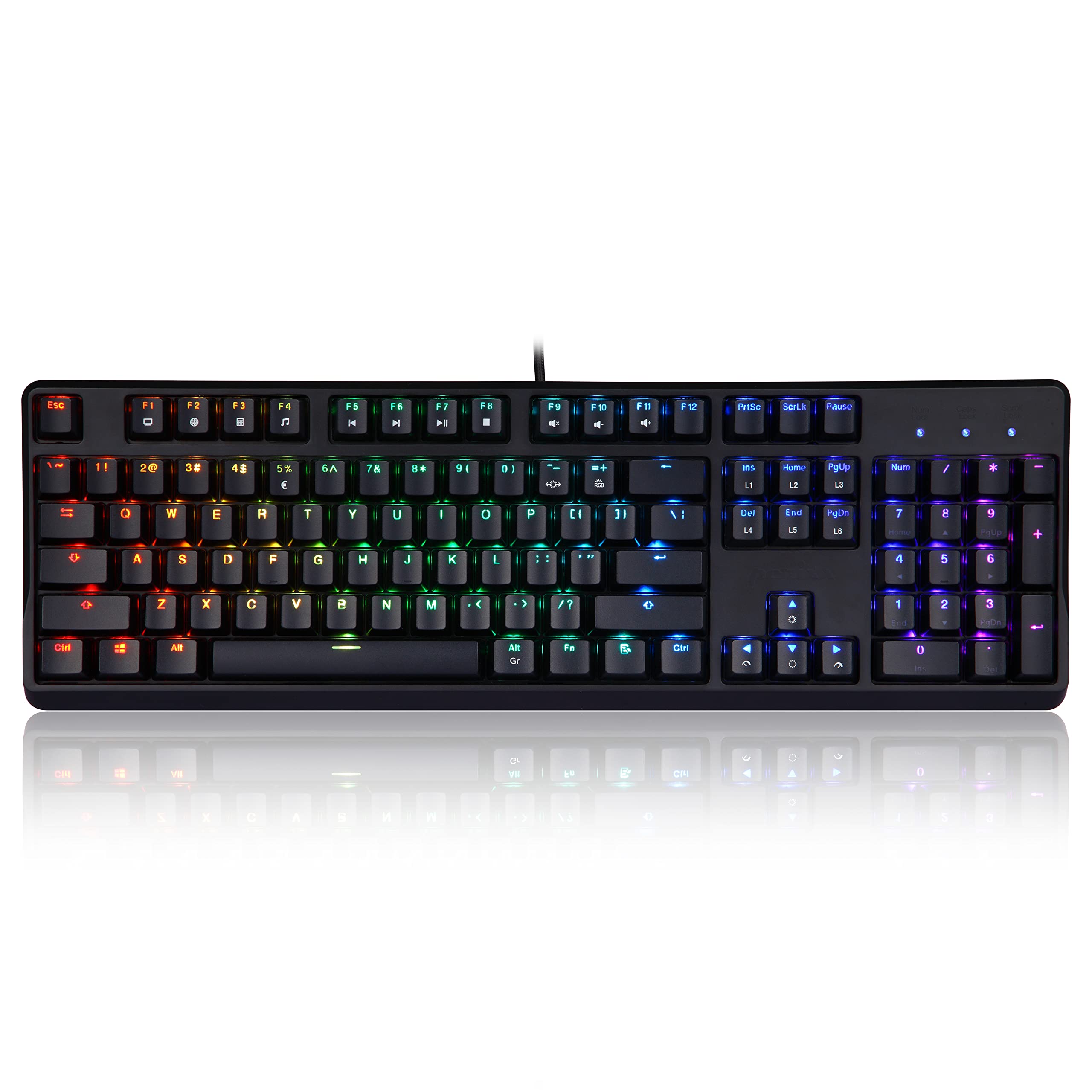 Perixx PX-5300 GYL Mechanical Gaming Keyboard - Wired USB 5.9 Ft Cable - Customizable RGB Backlighting - Linear Gateron Yellow Switches - US English, Black