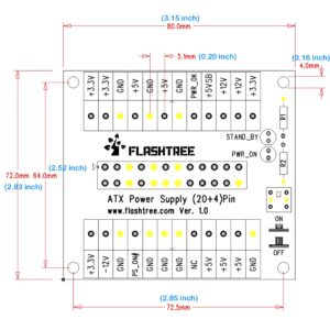 risingsaplings ATX DC Power Supply Breakout Board 24/20-pin