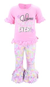 unique baby girls cutest bunny ever easter pant set outfit (10y, pink)