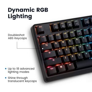 Perixx PX-5300 GYL Mechanical Gaming Keyboard - Wired USB 5.9 Ft Cable - Customizable RGB Backlighting - Linear Gateron Yellow Switches - US English, Black