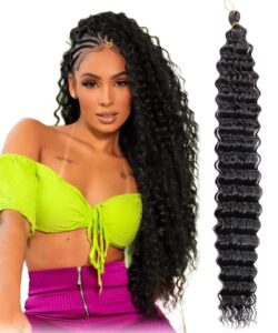 batisi ocean wave crochet hair 30 inch 1 pack 1b natural black deep wave crochet hair wavy braiding hair curly crochet hair for black women