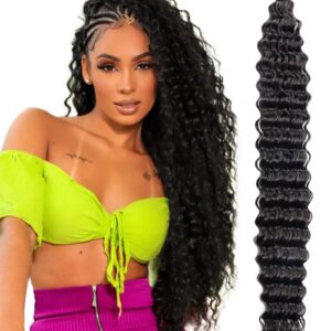 BATISI Ocean Wave Crochet Hair 30 Inch 1 Pack 1b Natural Black Deep Wave Crochet Hair Wavy Braiding Hair Curly Crochet Hair For Black Women