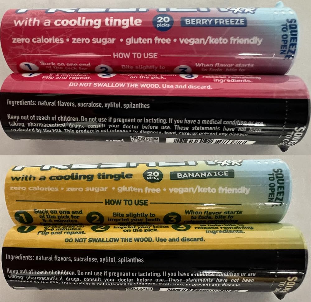 Xero Picks Freshen - Infused Flavored Toothpicks - Cooling Fresh Breath - 100 Picks - 5 Pack - Variety- polar grape, arctic chill, banana ice, berry freeze and crisp apple