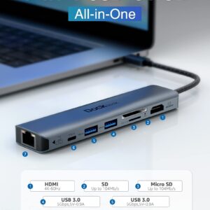 Bundle-2 Items: USB 3.1 USB C Female to USB Male Adapter 5Gbps + 7-in-1 USB-C Hub Multiport Adapter 5Gbps Date Ports