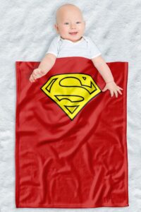 logovision superman lightweight baby blanket, 30"x40", superman cape logo unisex for infants girls & boys