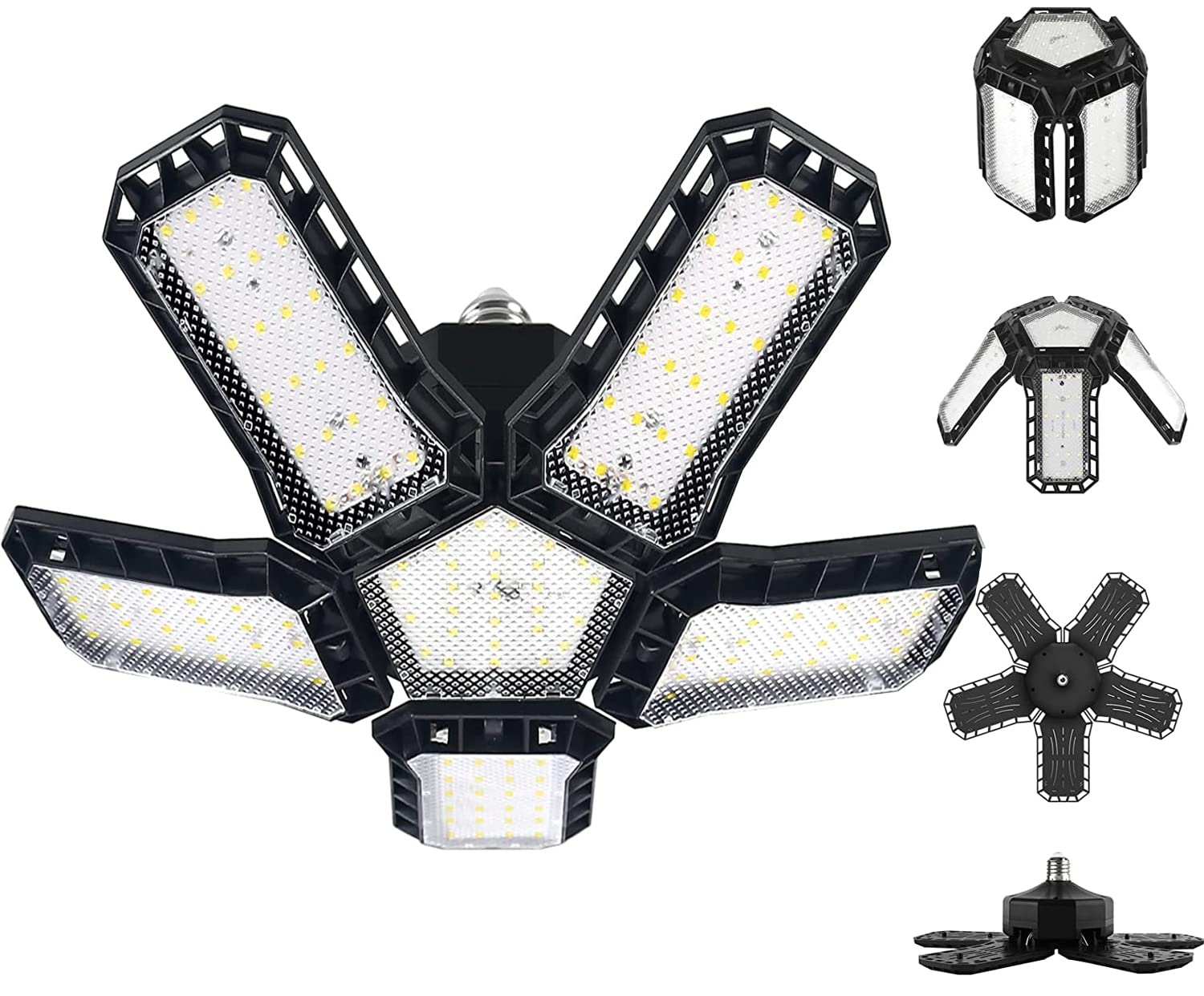 CREATESTAR Garage Lights Ceiling Led, 120W 6500K Garage Lights with 5 Adjustable Panels Deformable LED Garage Ceiling Lights, Garage Led Light, Garage Lighting for Basement, Barn E26/E27