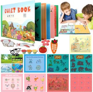 cykapu preschool learning quiet book for toddlers, montessori activity toys busy book, educational learning toy for toddlers 3-6, travel toy gifts for boys girls (animal)