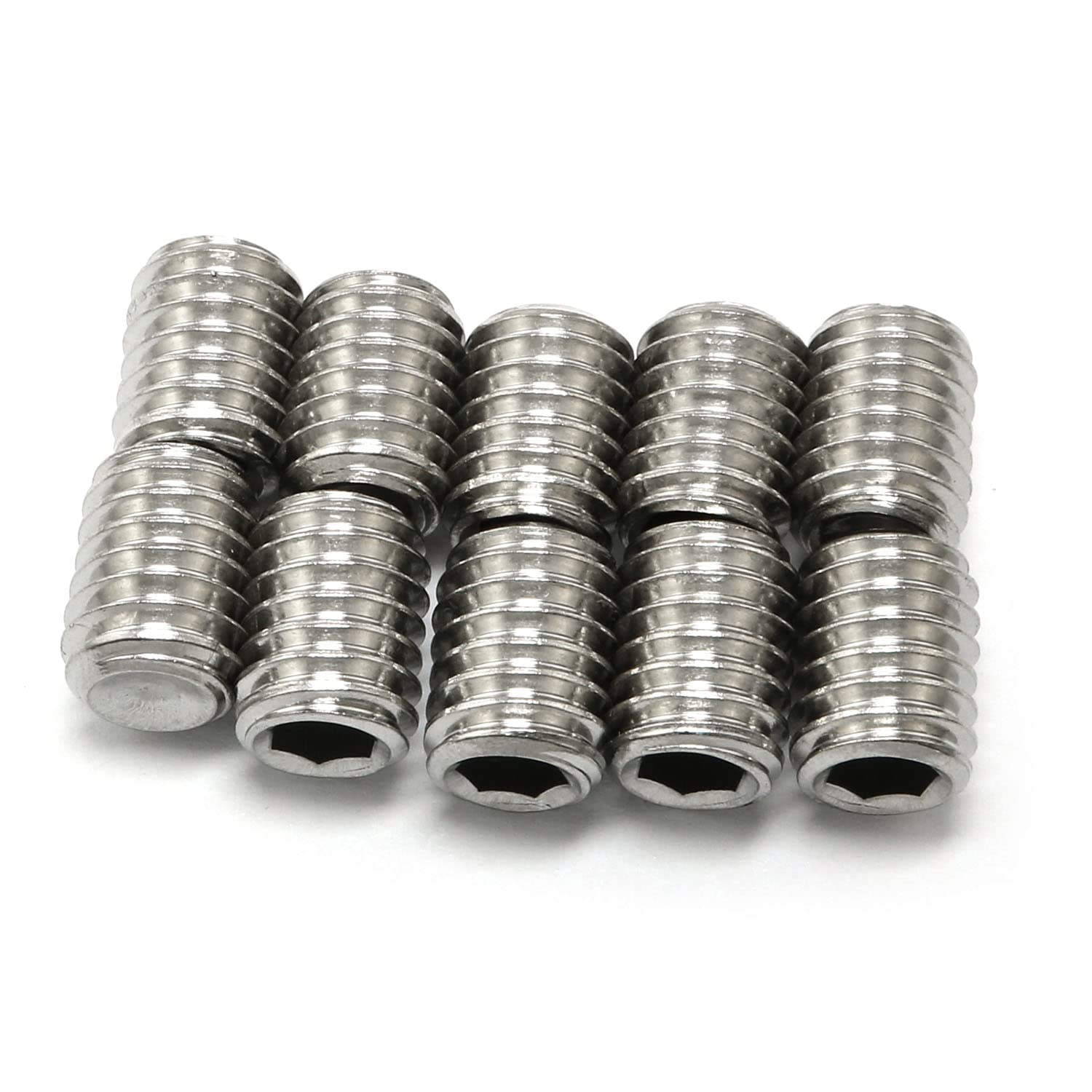 Socket Set Screws Pro Bamboo Kitchen 10pcs 3/8 in-16 X 1/2 in Set Screw 304 Stainless Steel Full Thread Cup Point Grub Screws Flat Point Hexagon Socket Set Screws