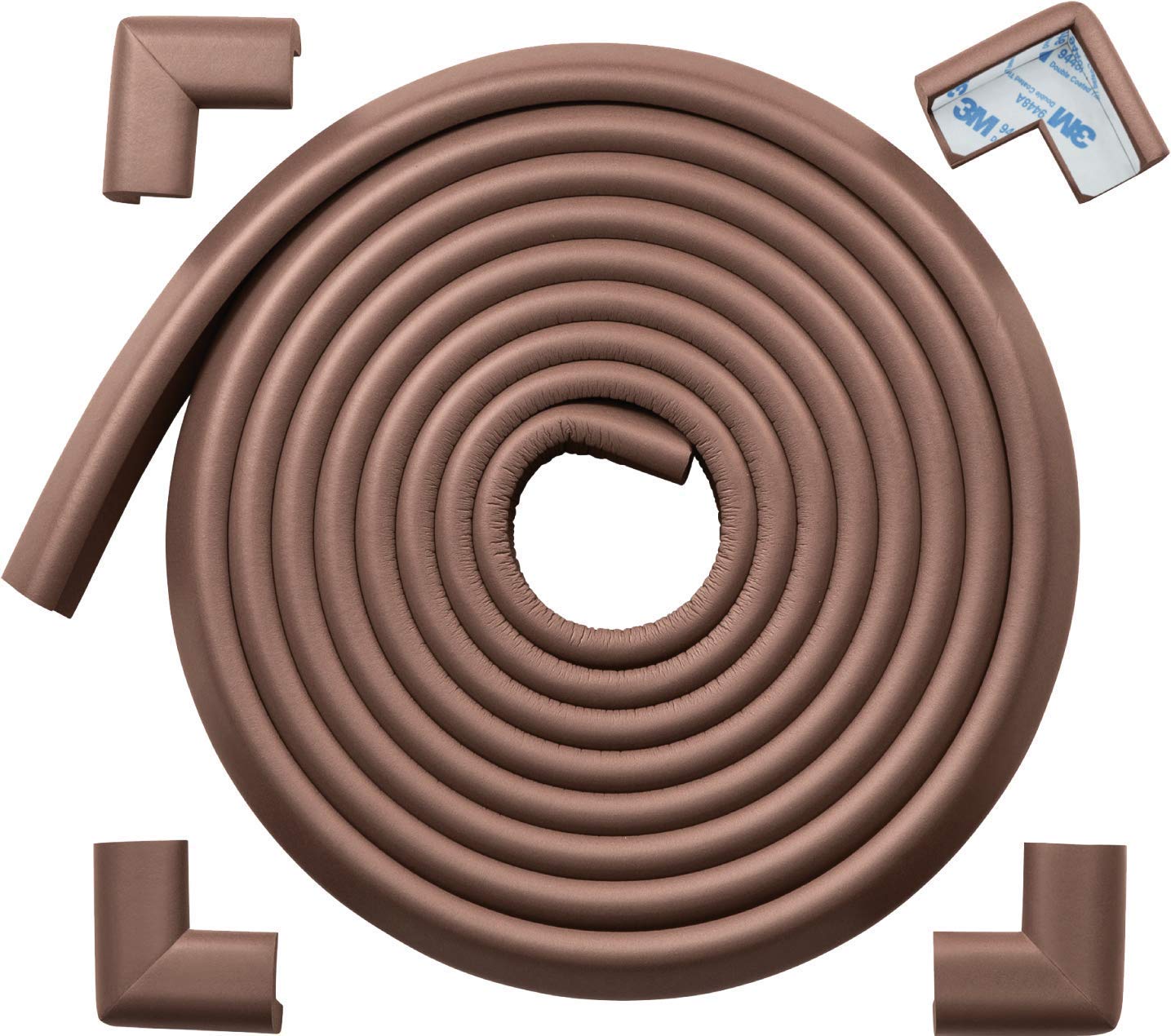 24ft Edge 4 Corners - Bundle & Save - RovingCove HeftyFit Edge Guard (9ft Edge Only, Coffee Brown) + RovingCove HeftyFit Edge Corner Guards (15ft Edge 4 Corners, Coffee Brown)