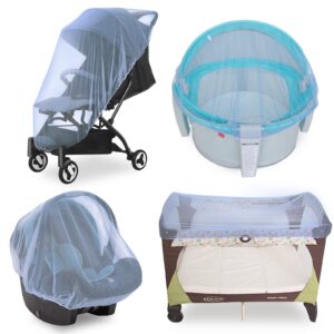 mosquito net for stroller baby mosquito net perfect bug net for strollers, bassinets, cradles, playards, pack n plays and portable mini crib, baby insect netting, blue