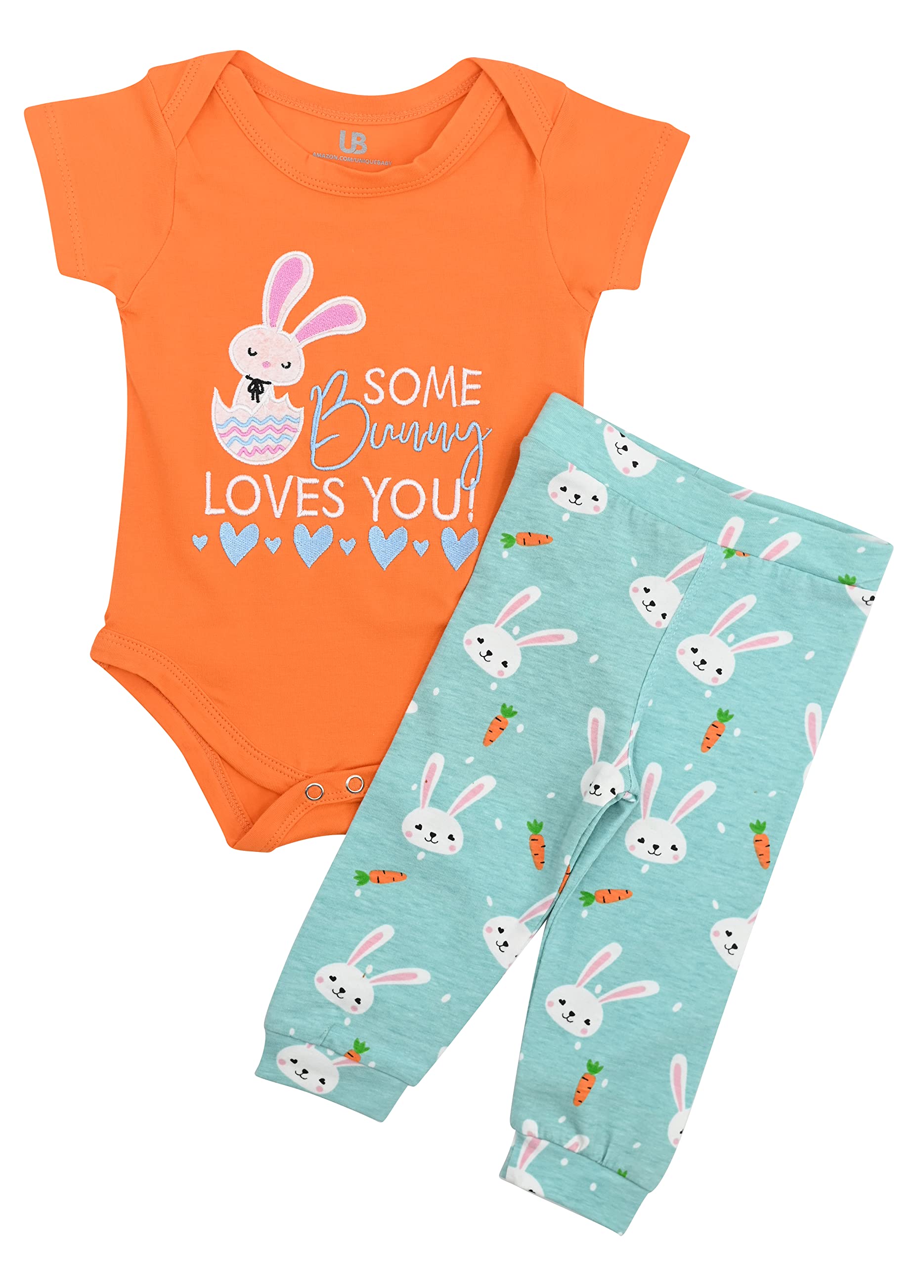 Unique Baby Unisex Some Bunny Loves You Easter Layette Set (6M, Orange)