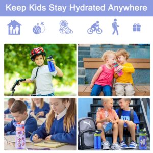 Kids Water Bottle with Straw for School Leak Proof 16 OZ Toddler Water Bottle BPA-Free Spout Lid for Boys & Girls