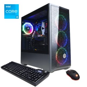 CYBERPOWERPC Gamer Xtreme Gaming PC, Intel Core i3-12100F 3.3GHz, AMD RX 6500 XT 4GB, 8GB DDR4, 500GB NVMe PCIe SSD, WiFi & Win 11 Home (GXi8800A6), Black