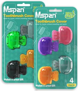 mspan toothbrush head cover cap: toothbrush protector brush pod case protective plastic clip travel - 8 packs