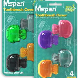 Mspan Toothbrush Head Cover Cap: Toothbrush Protector Brush Pod Case Protective Plastic Clip Travel - 8 Packs