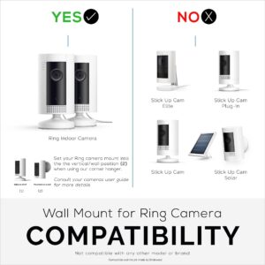 Corner Wall Mount for Ring Indoor (2 Pack) Security Camera - Adhesive Holder, No Hassle Bracket, Strong 3M VHB Tape, No Screws, No Mess Install (White) by Brainwavz