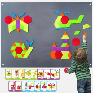 eddjond shape felt board for toddlers teaching story board set, large 3.5 ft felt toys flannel parent-child interactive game felt board pieces 123 pcs