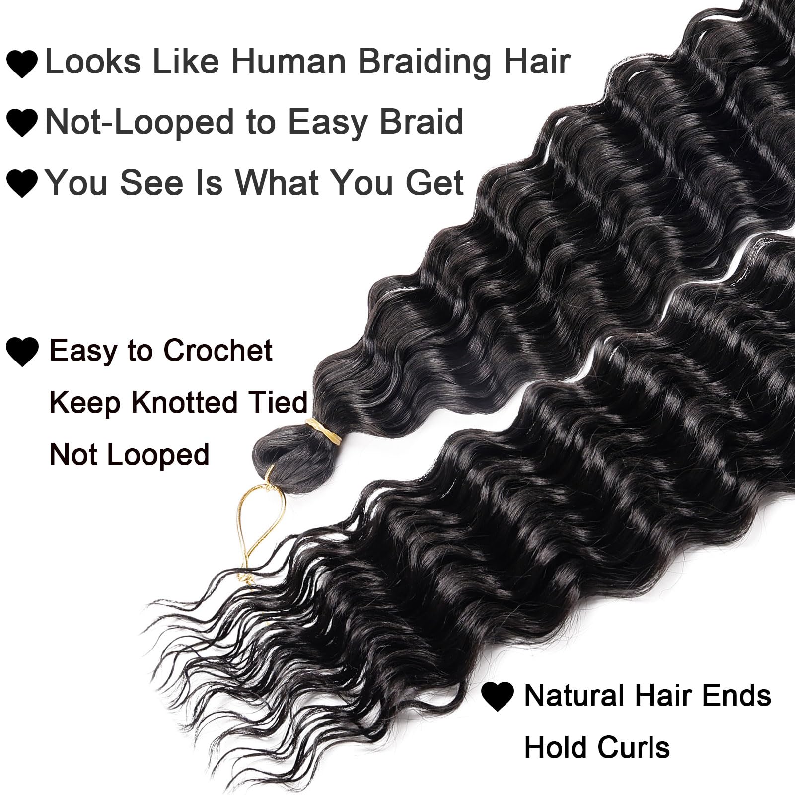 BATISI Ocean Wave Crochet Hair 30 Inch 1 Pack 1b Natural Black Deep Wave Crochet Hair Wavy Braiding Hair Curly Crochet Hair For Black Women