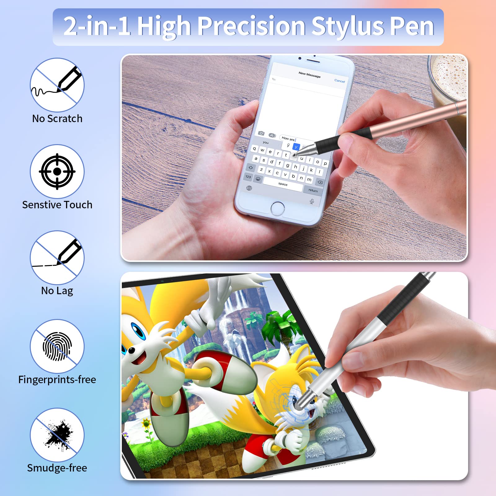 Stylus Pens for Touch Screens(3 Pcs), High Precision and Sensitivity Universal Capacitive iPad Pen Compatible with Apple/iPhone/iPad/Android/Microsoft Tablets and All Capacitive Touch Screens …