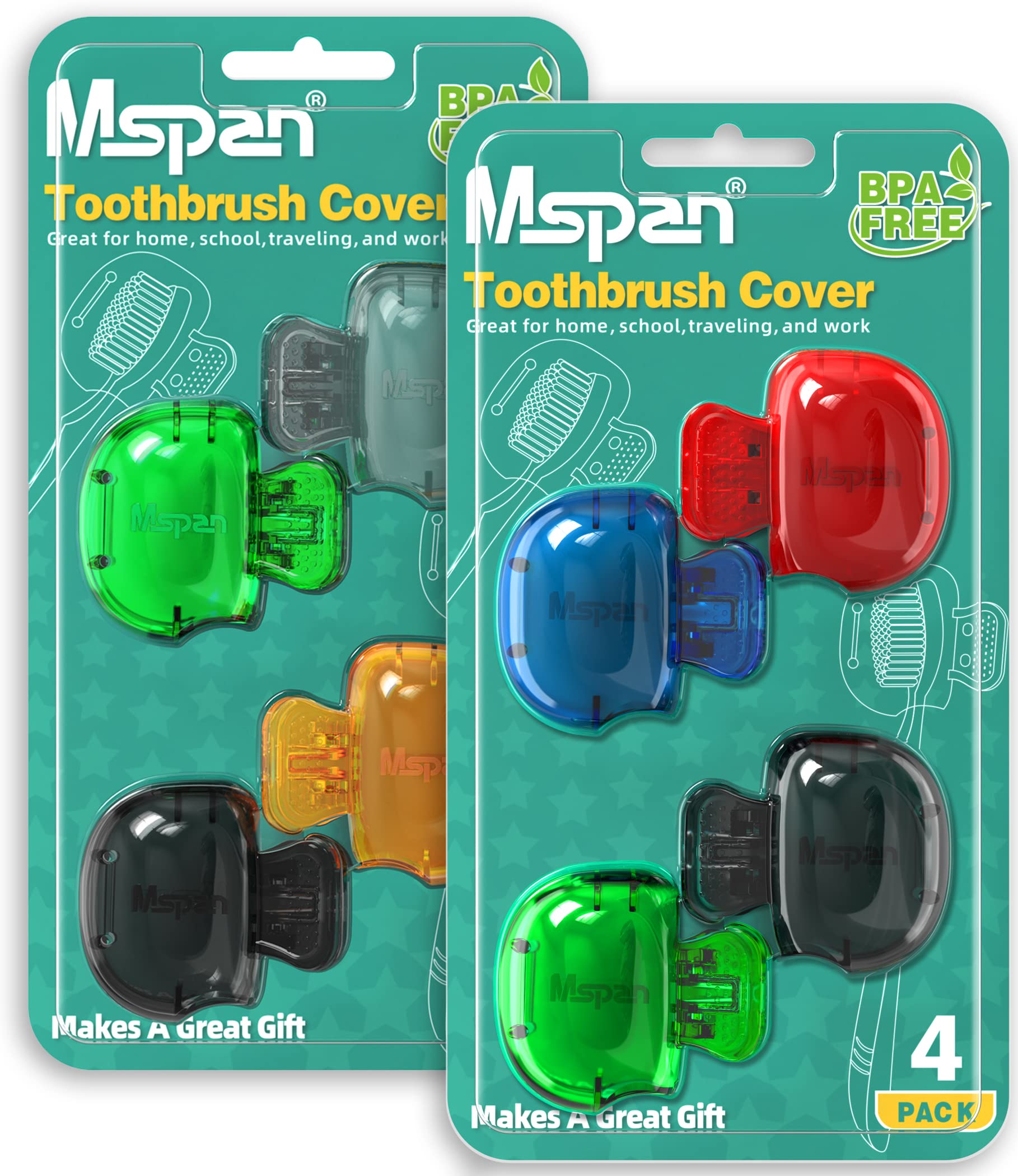 Mspan Electric Toothbrush Cover Cap: Brush Head Protector Cute Plastic Clip Pod - Toothbrush Travel Case for Traveling & Home - 8 Packs