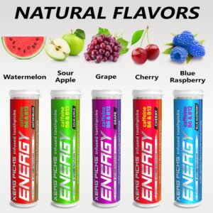 Xero Picks Energy Infused Flavored Toothpicks with Caffeine, B12 and B6-80 Picks - 4 Pack - Fruit Punch, Cool Mint, Berry, Cinnamint