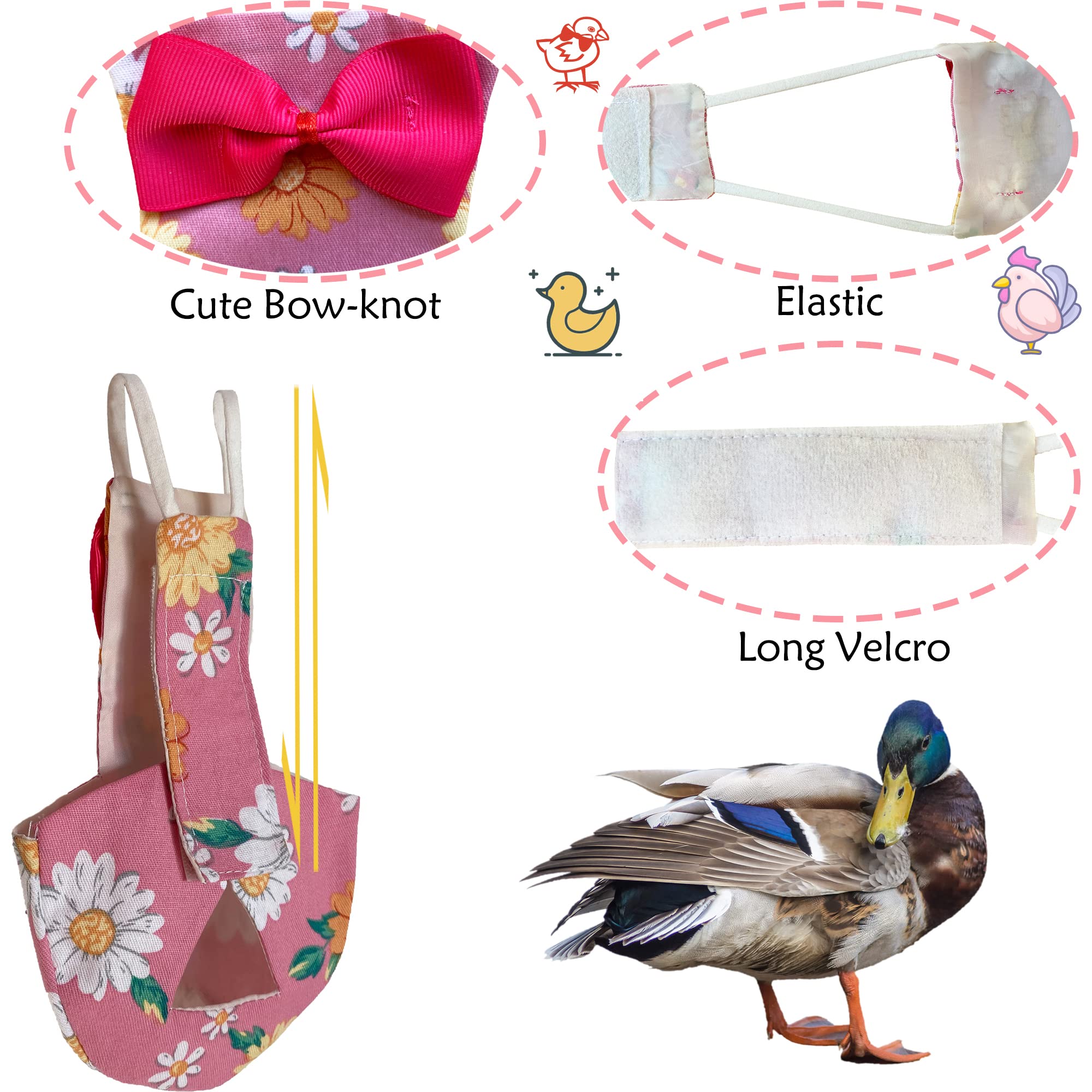 PIEITI Waterproof Call Duck Diaper for Real Ducks Clothes Nappy to Keep Home Clean, Reusable Diapers for Cole Duck with Enlarged Bag for Duck Feces Pee, Poultry Supplies(L)