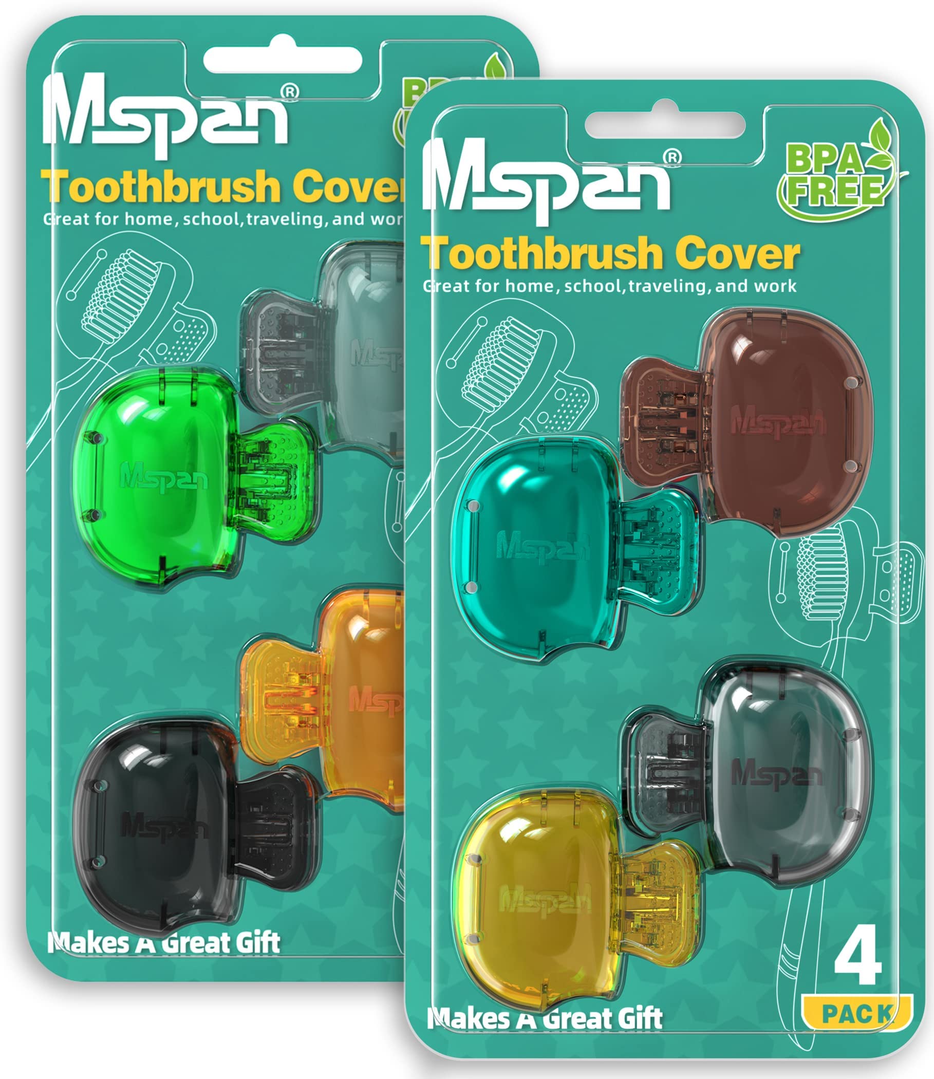 Mspan Electric Toothbrush Head Cover: Sonic Toothbrush Cap Travel Protector Plastic Brush Pod Protection Clip Case - 8 Pack