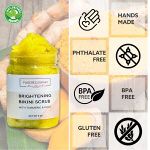 Purebellissimo Brightening Bikini Scrub For Body Care, Intimate Exfoliating Body Scrub For Dark Spots, Ingrown Hair Treatment For Bikini Area Bump Eraser, Bikini Area Exfoliator for Women