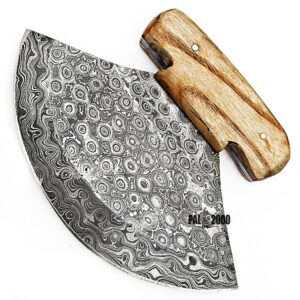 ulu-3007 handmade damascus steel ulu knife stabilized handle with sheath