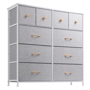 nicehill dresser for bedroom with 10 drawers, storage drawer organizer, tall chest of drawers for closet, living room, hallway, entryway, fabric drawers(light grey)