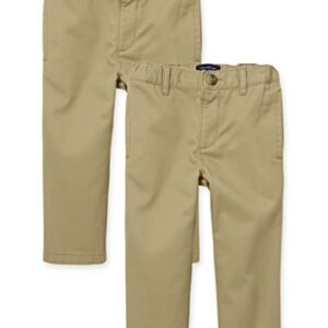 The Children's Place Baby Boys' and Toddler Stretch Chino Pants, Flax 2-Pack, 12-18 Months