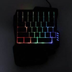 One Handed Gaming Keyboard 35 Keys Waterproof Wide Palm Rest Black Single Handed Keyboard for Computer Mobile Games