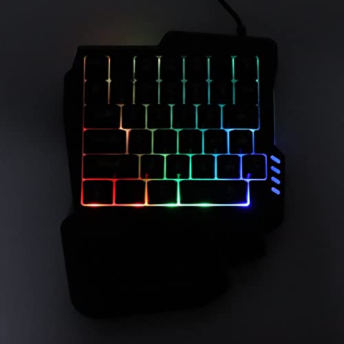 One Handed Gaming Keyboard 35 Keys Waterproof Wide Palm Rest Black Single Handed Keyboard for Computer Mobile Games