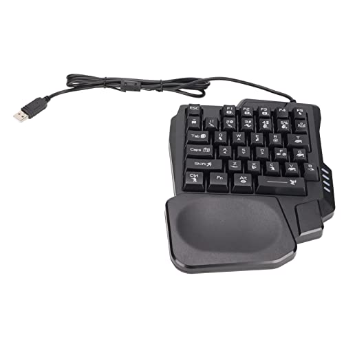 One Handed Gaming Keyboard 35 Keys Waterproof Wide Palm Rest Black Single Handed Keyboard for Computer Mobile Games