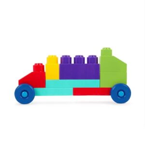 Battat – Large Building Blocks – 80 Colorful Pieces – 8 Wheel Bricks – Zippered Storage Bag – 12 Months + – Bag o' Blocks