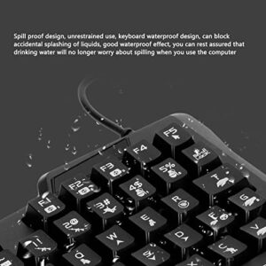 One Handed Gaming Keyboard 35 Keys Waterproof Wide Palm Rest Black Single Handed Keyboard for Computer Mobile Games